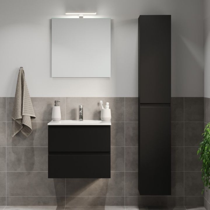 Baðinnrétting með handlaug svört 60 cm Camden Inte | BAUHAUS