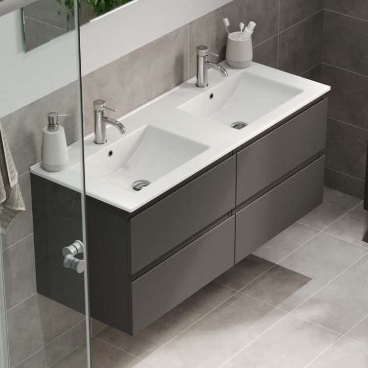 Baðinnrétting tvöföld handlaug 120 cm Camden Integ | BAUHAUS