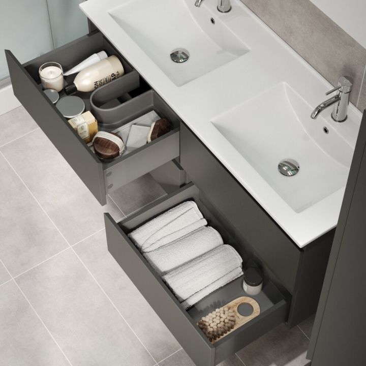 Baðinnrétting tvöföld handlaug 120 cm Camden Integ | BAUHAUS