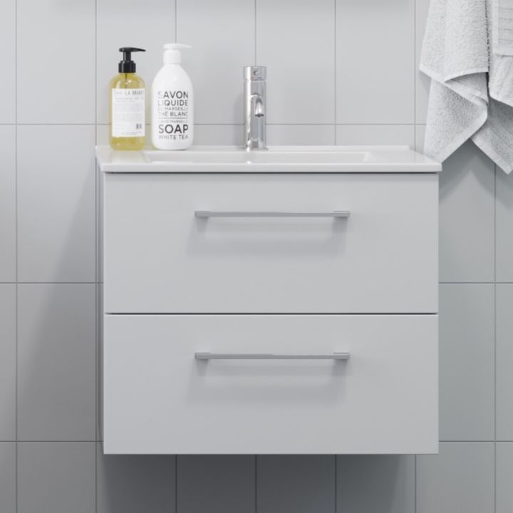 Baðinnrétting með handlaug 60 cm hvít Camden | BAUHAUS