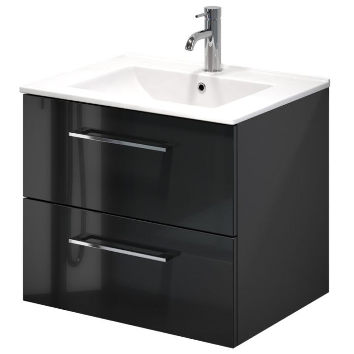 Baðinnrétting með handlaug 60 cm svört Camden | BAUHAUS