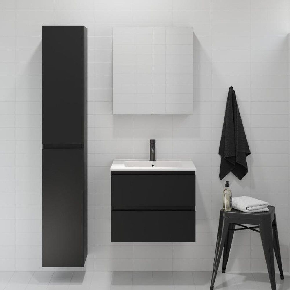 Baðinnrétting með handlaug svört 60 cm Camden Inte | BAUHAUS